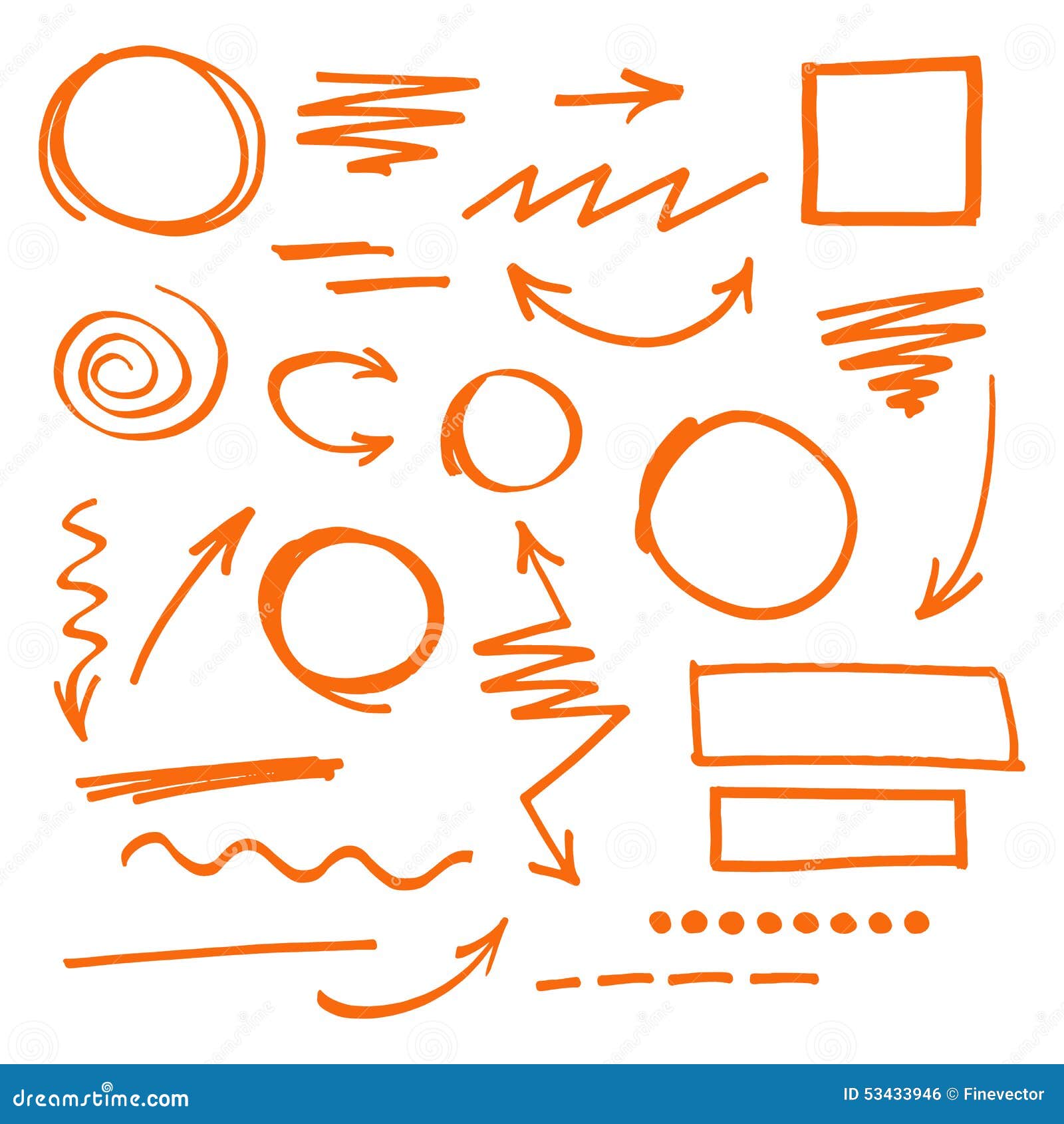 Arrows, Lines and Geometric Shapes. Hand Drawn Design Elements Stock ...