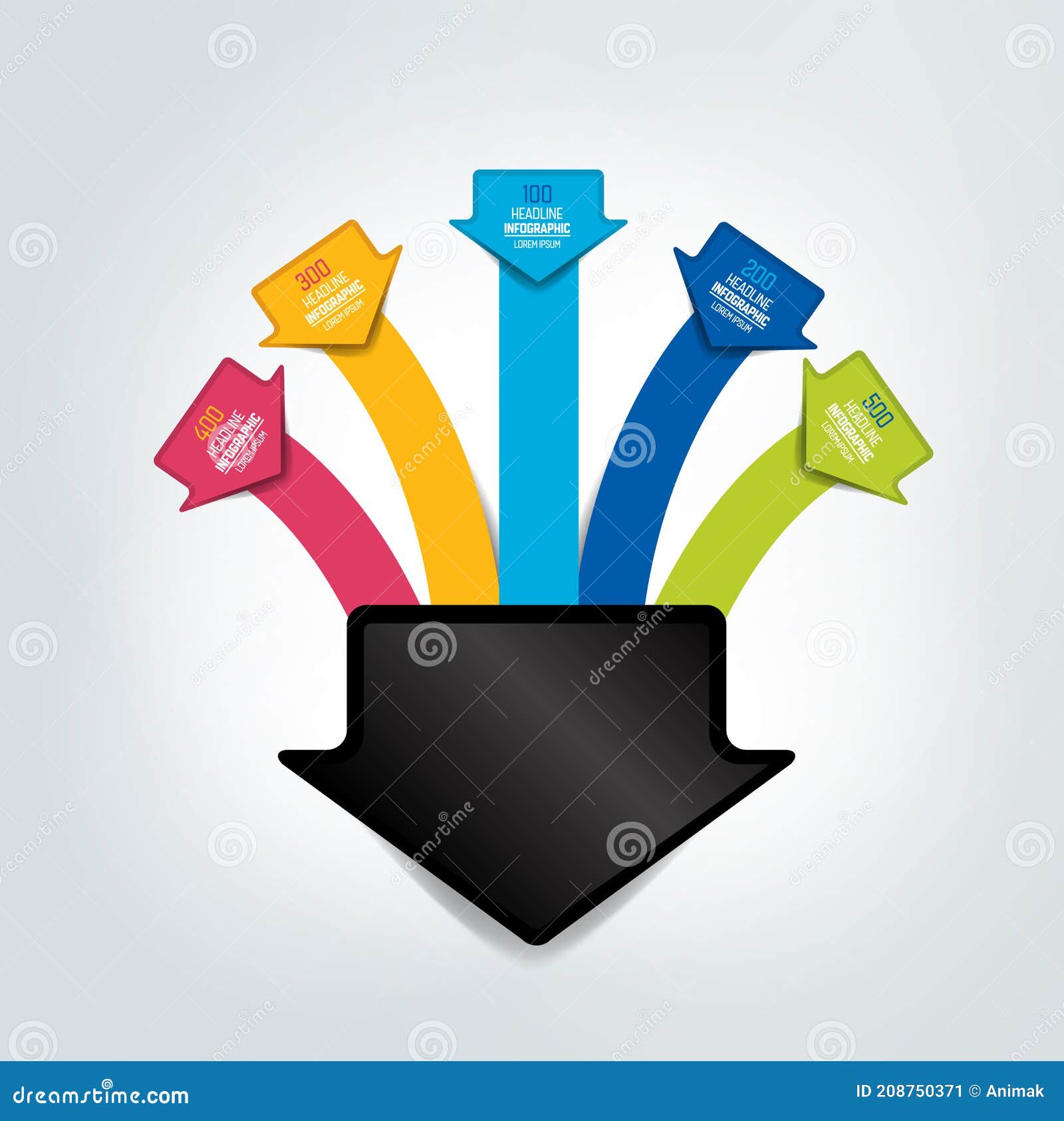 Arrows Merging into One Point. Infographics Chart Scheme Stock Vector ...