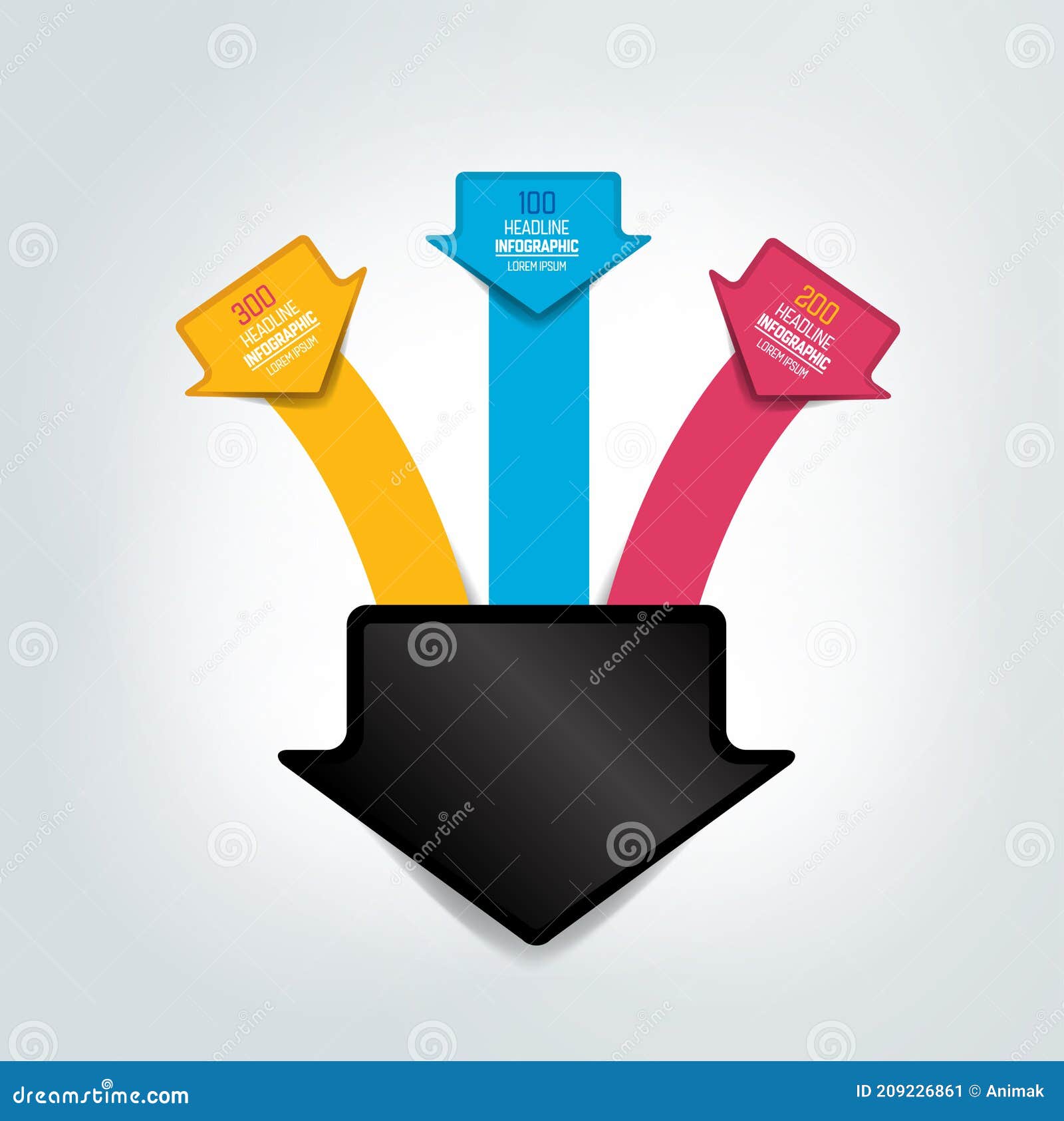 Arrows Merging into One Point. Infographics Chart Scheme Stock Vector ...