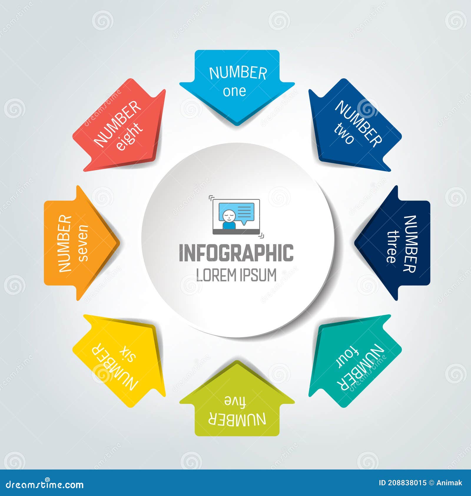 5 Arrows Merging Into One Point. Infographics Chart, Scheme. Vector ...