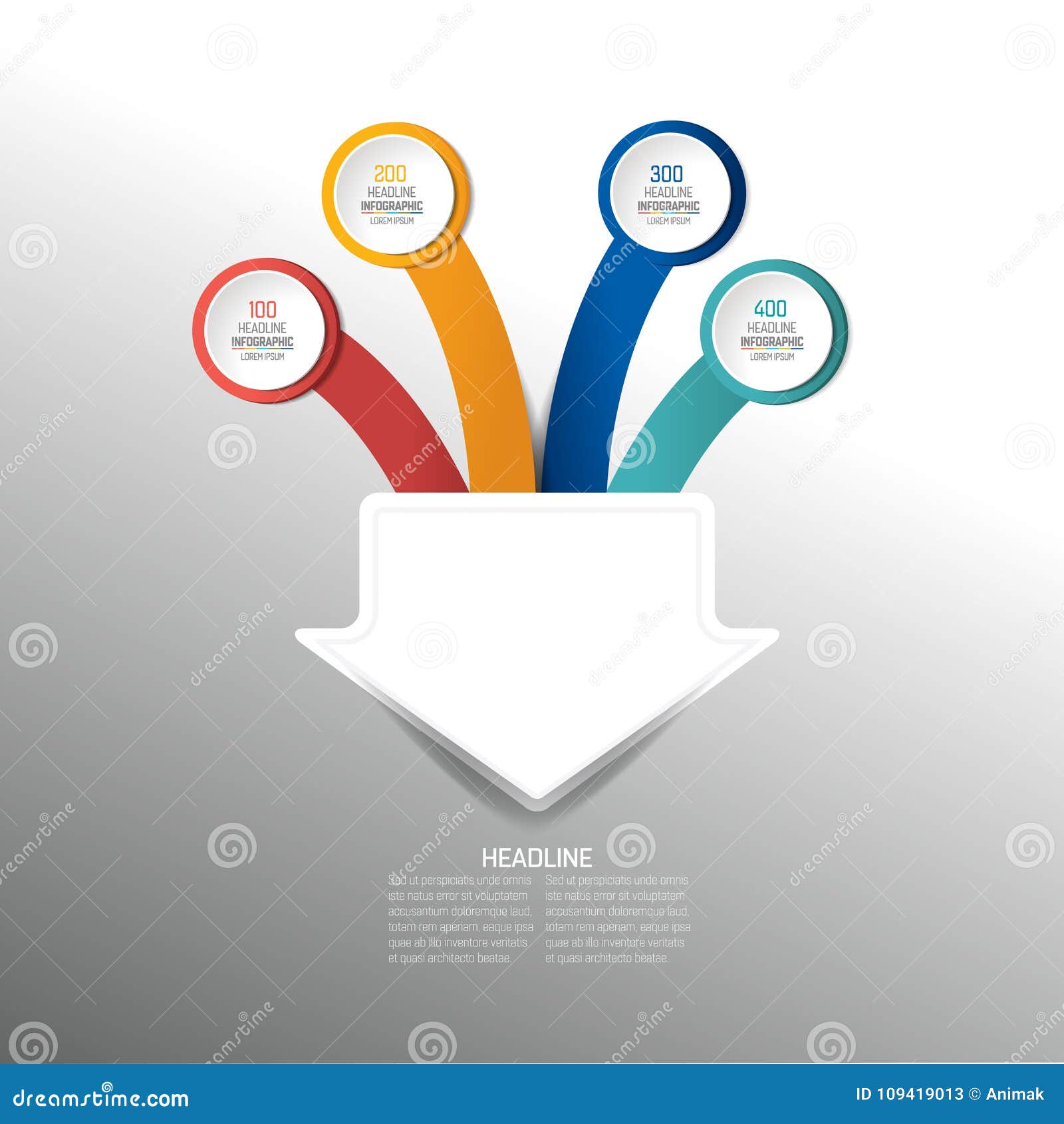 4 Arrows Merging into One Point. Infographics Chart, Scheme Stock ...