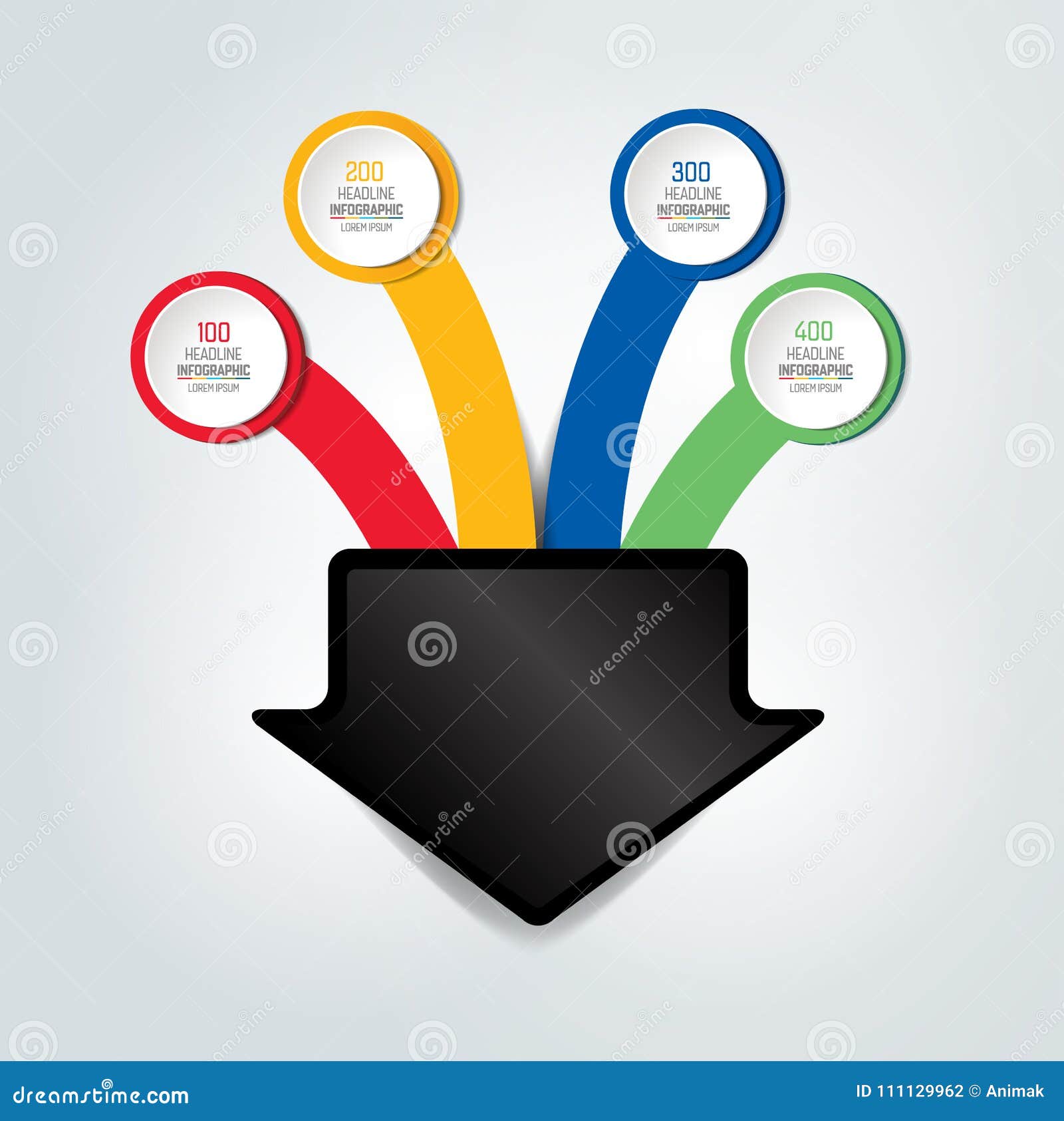 4 Arrows Merging into One Point. Infographics Chart, Scheme Stock ...