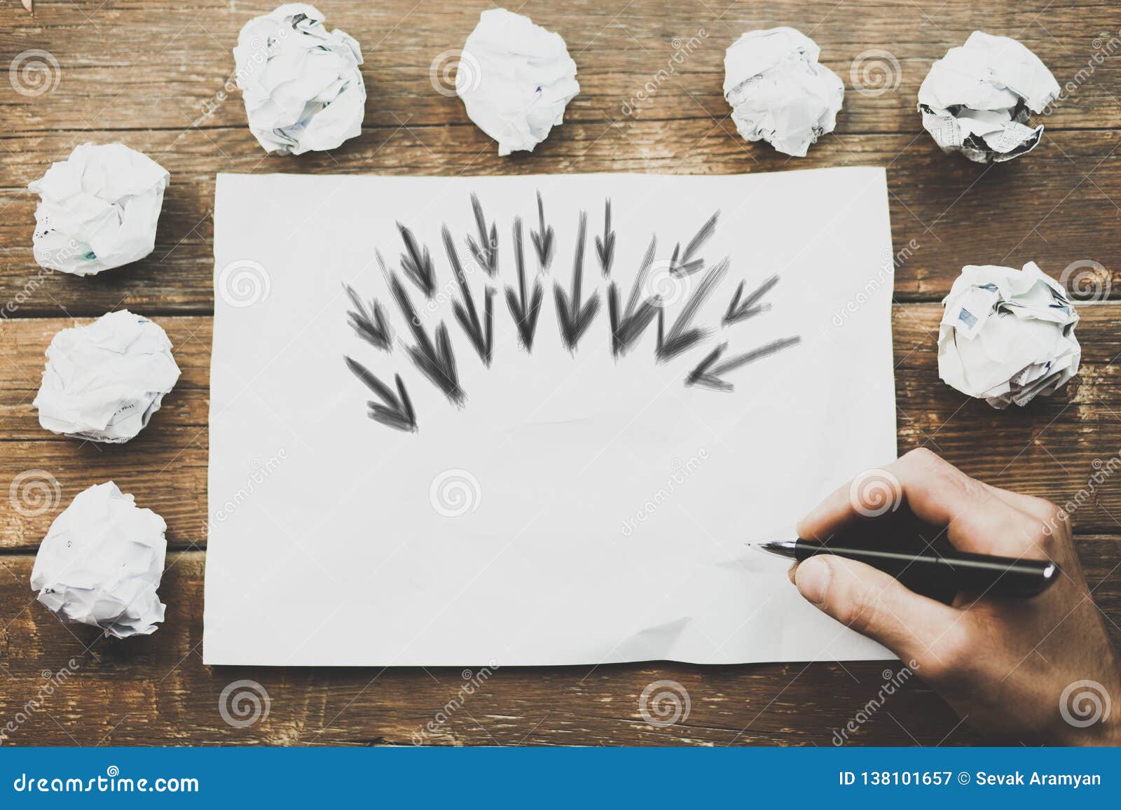 Arrows on notebook stock image. Image of notepad, drawing - 138101657