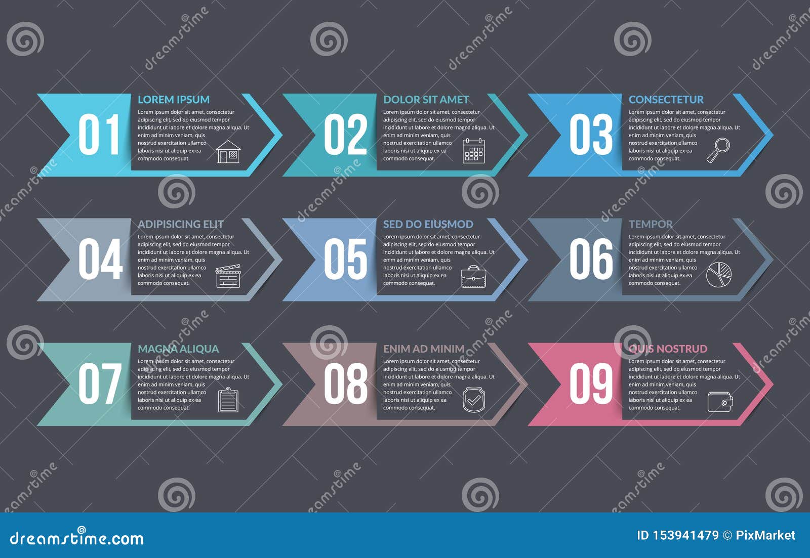 Arrows with Numbers stock vector. Illustration of information - 153941479