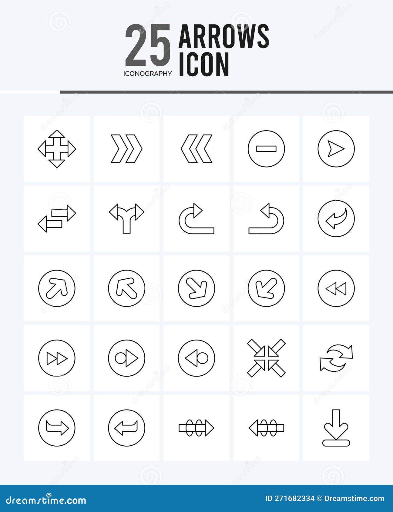 25 Arrows Outline Icons Pack Vector Illustration Stock Vector ...
