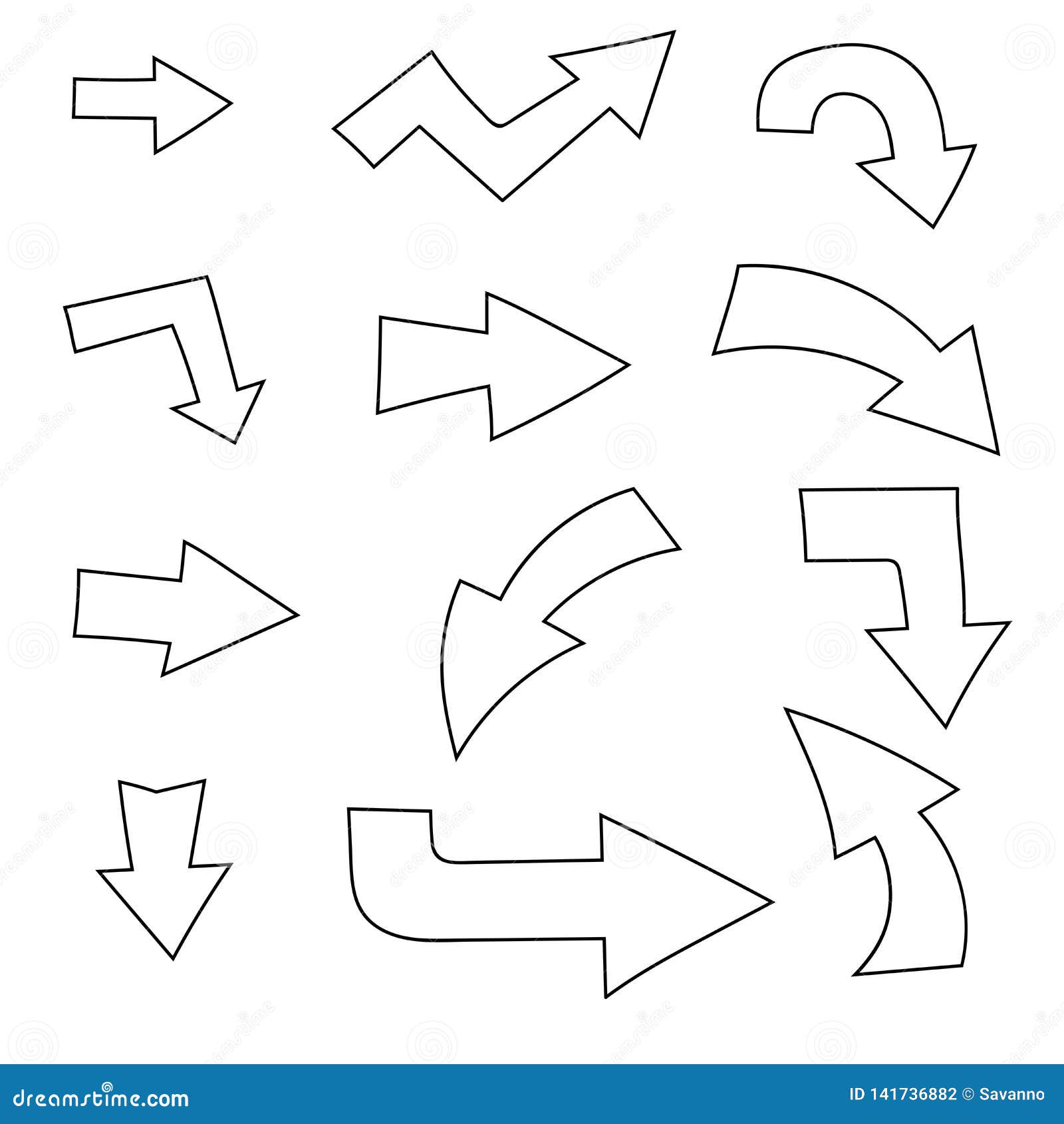 Arrows. Outline icons stock vector. Illustration of collection - 141736882