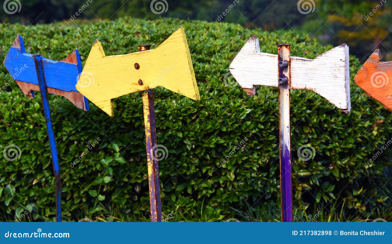 Arrows Point the Same Direction Stock Photo - Image of rustic, wooden ...