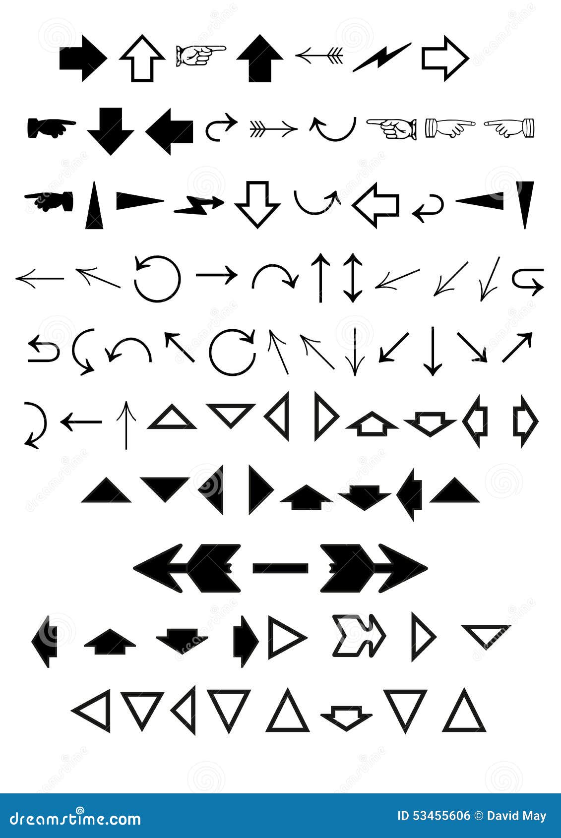 Arrows Pointers Fingers and Hands Stock Vector - Illustration of round ...
