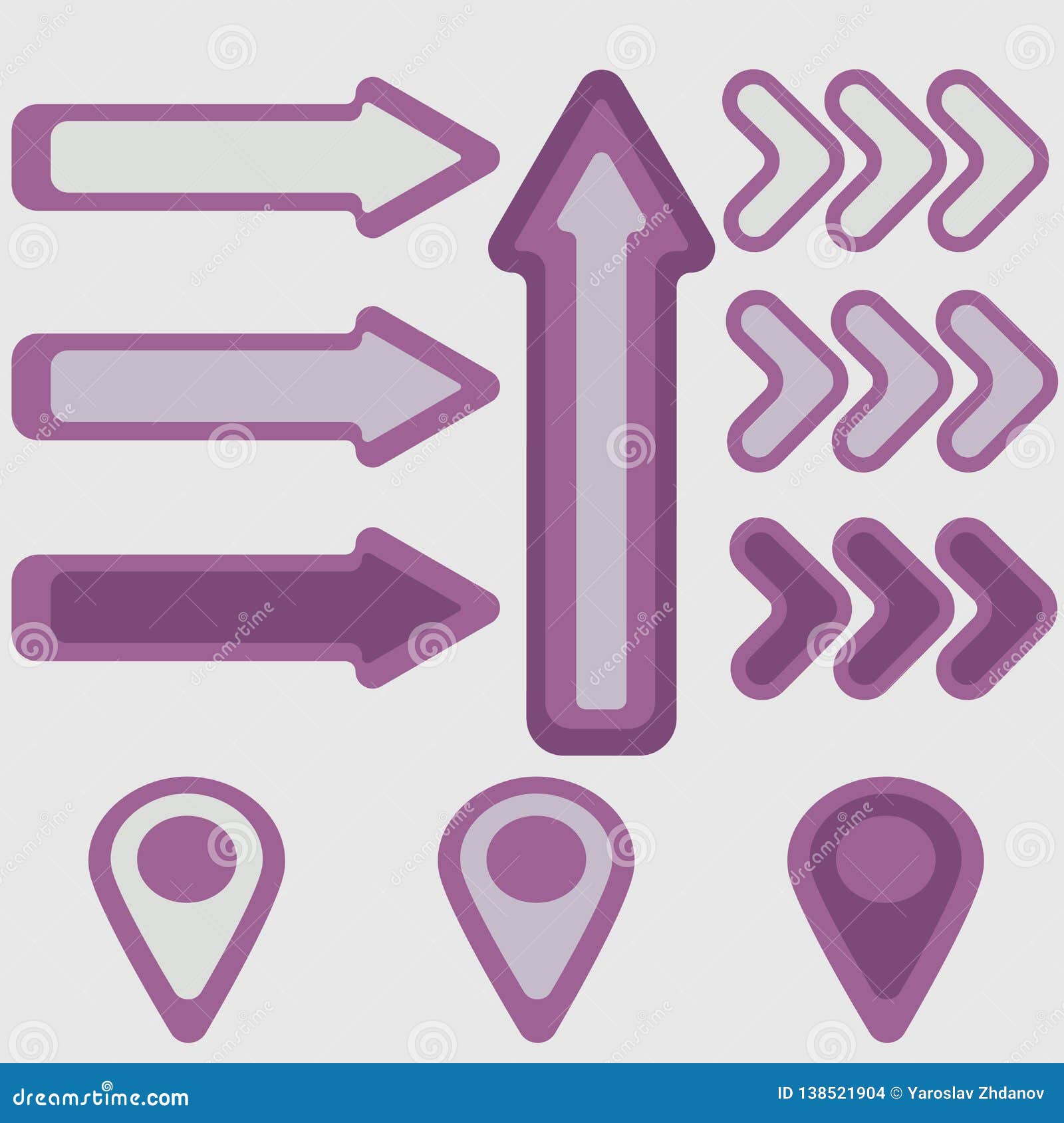 Arrows and Pointers in Purple Hues Stock Illustration - Illustration of ...