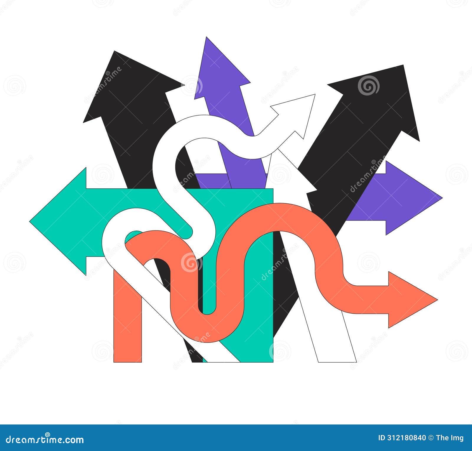 Arrows Pointing Different Directions 2D Linear Cartoon Object Stock ...