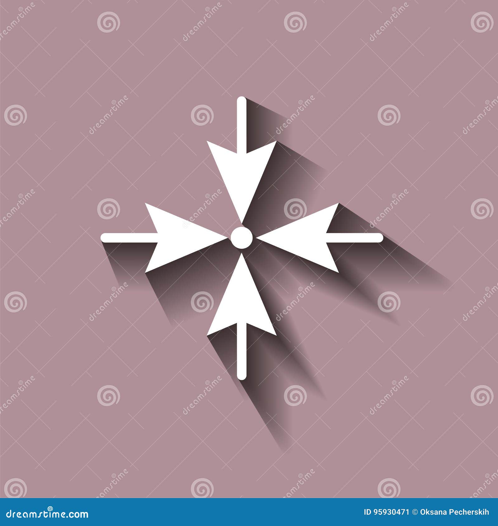 Arrows Pointing the Direction To One Point on Four Sides Stock Vector ...