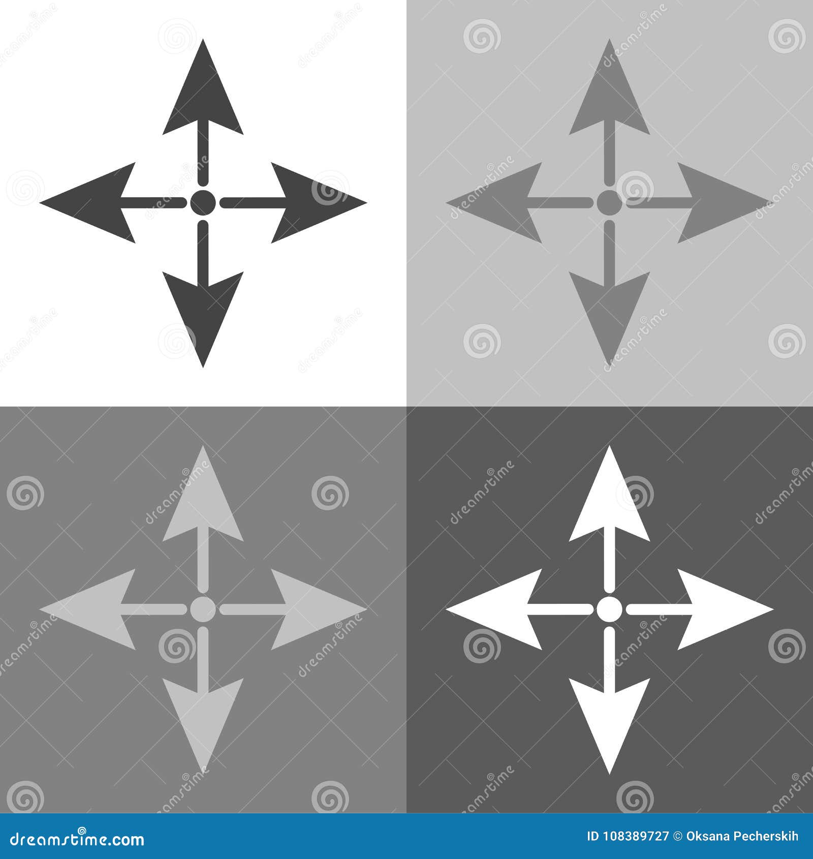 Arrows Pointing Forward, Backward, Right and Left. Vector Set Icon on ...