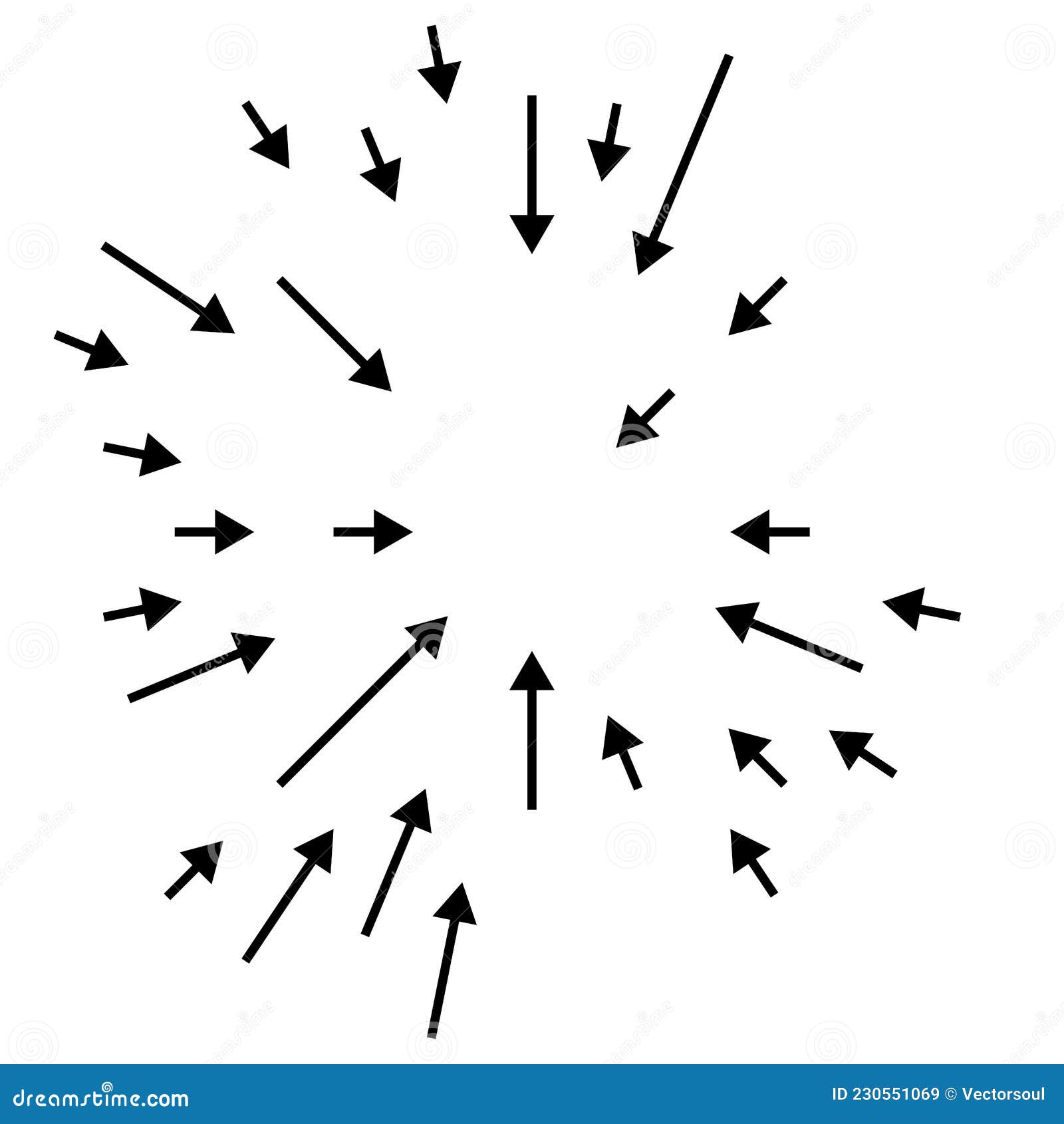 Arrows Pointing Inward. Radial, Radiating Arrows, Pointers Stock Vector ...