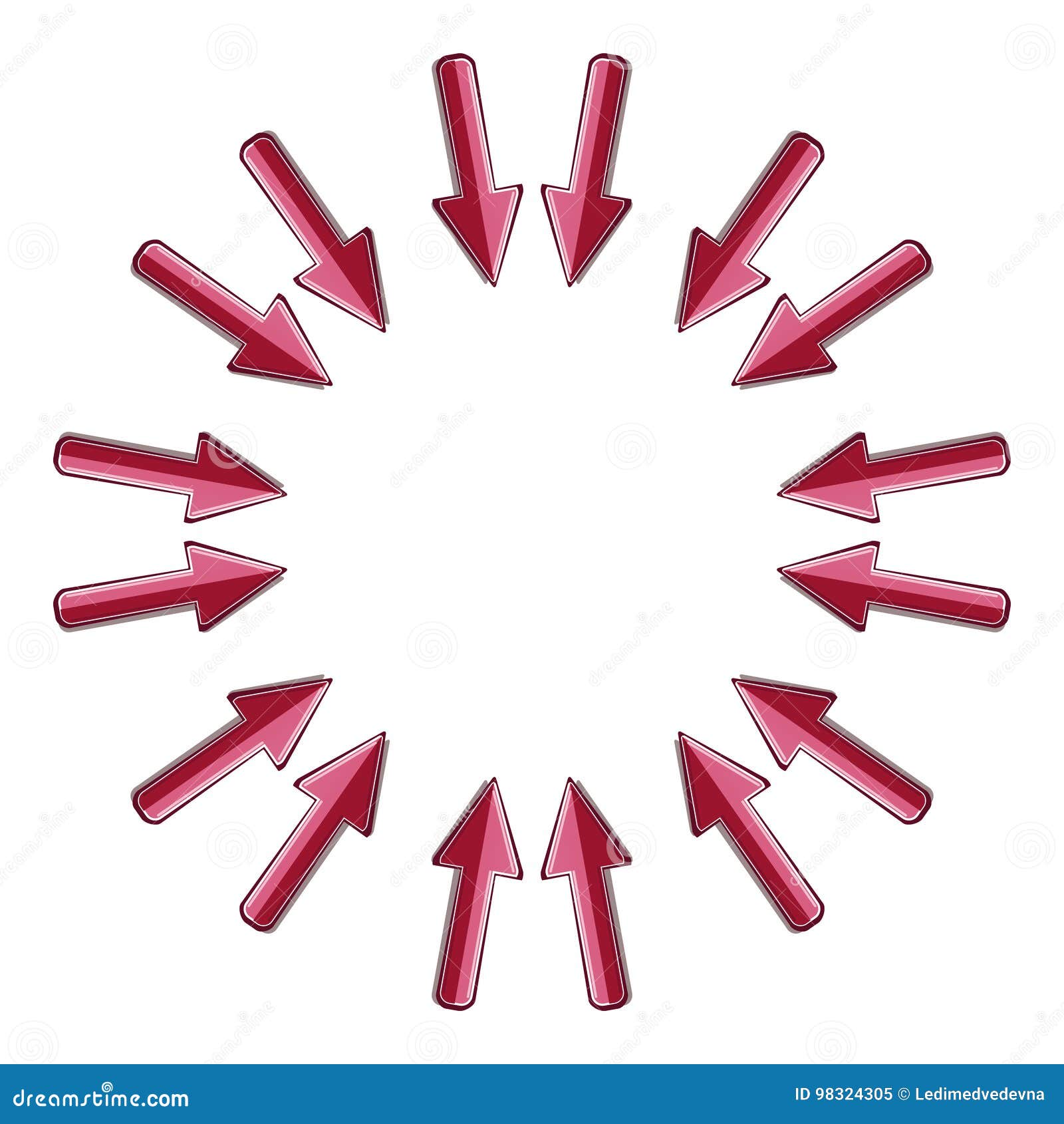 The Arrows Pointing To the Center of the Circle. Vector Illustration ...