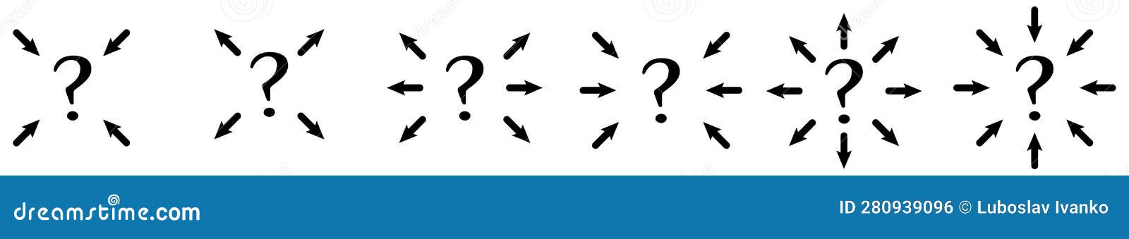 Arrows Pointing To Question Mark Icon. Version With Outward And Inward ...