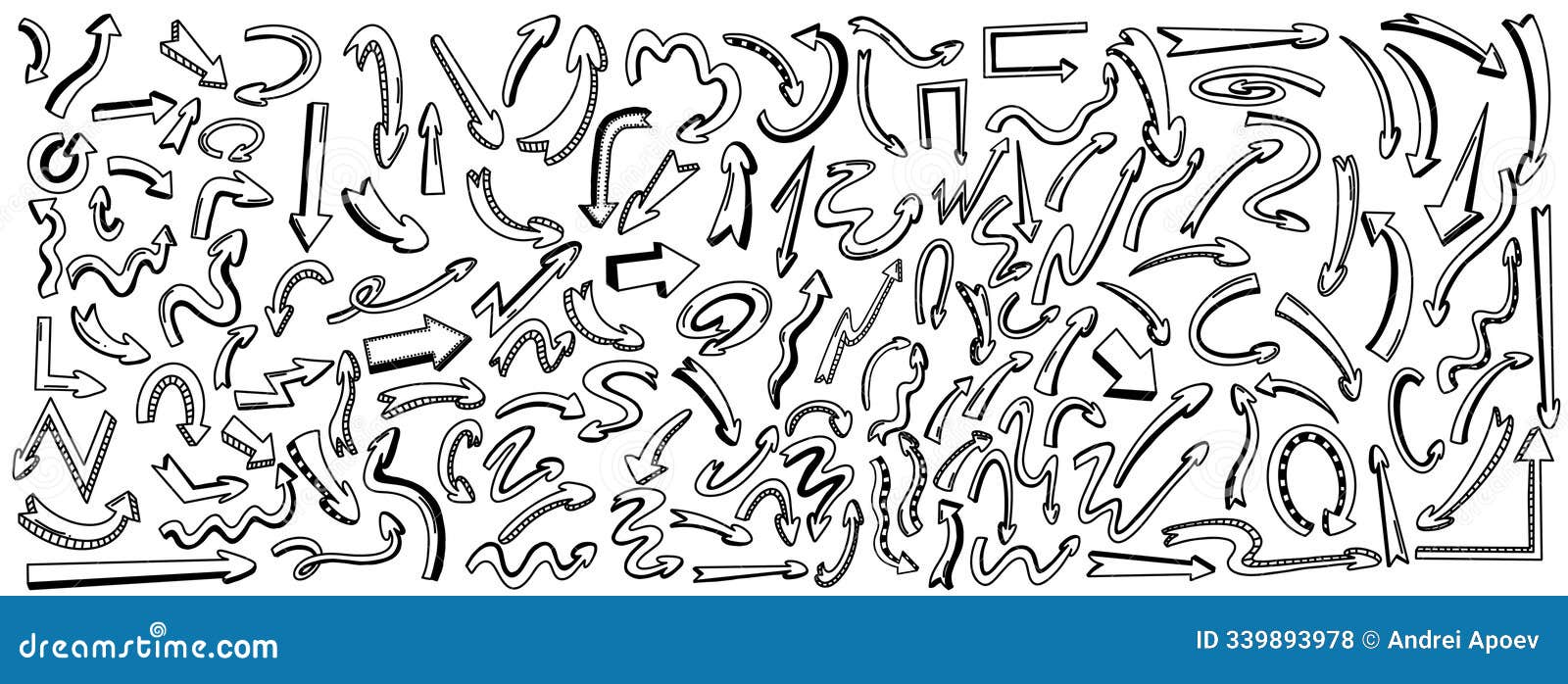 Arrows With Pseudo 3d Doodle Line Vector Icons Bundle | CartoonDealer ...