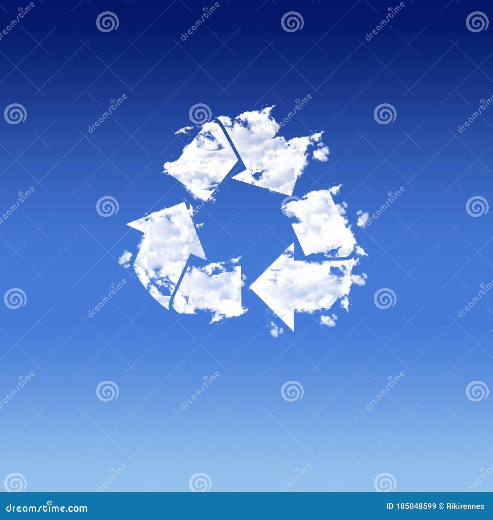Cloud-shaped Icon Recycling in a Blue Sky Stock Illustration ...