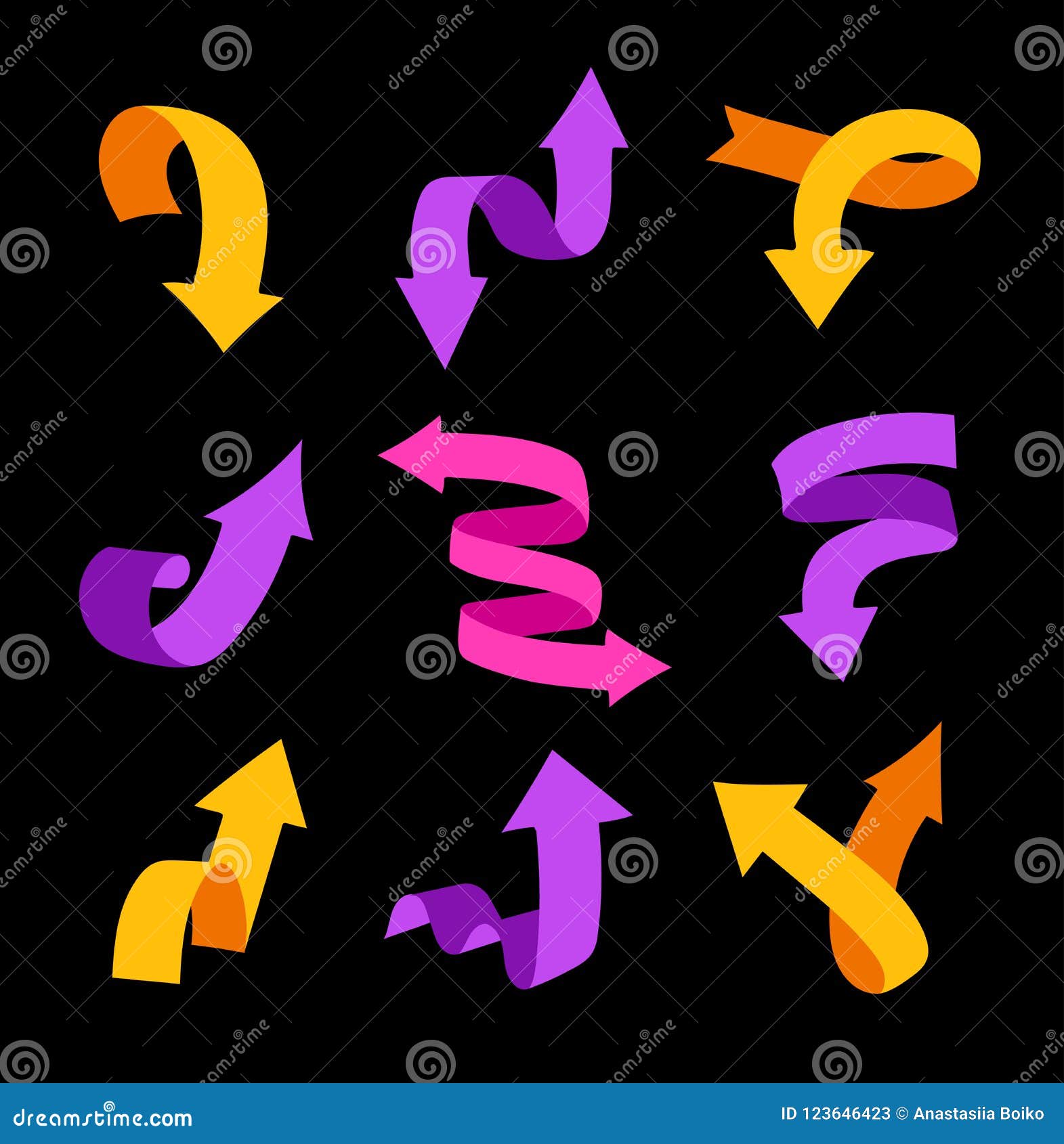 Arrows and ribbons. stock vector. Illustration of cartoon - 123646423