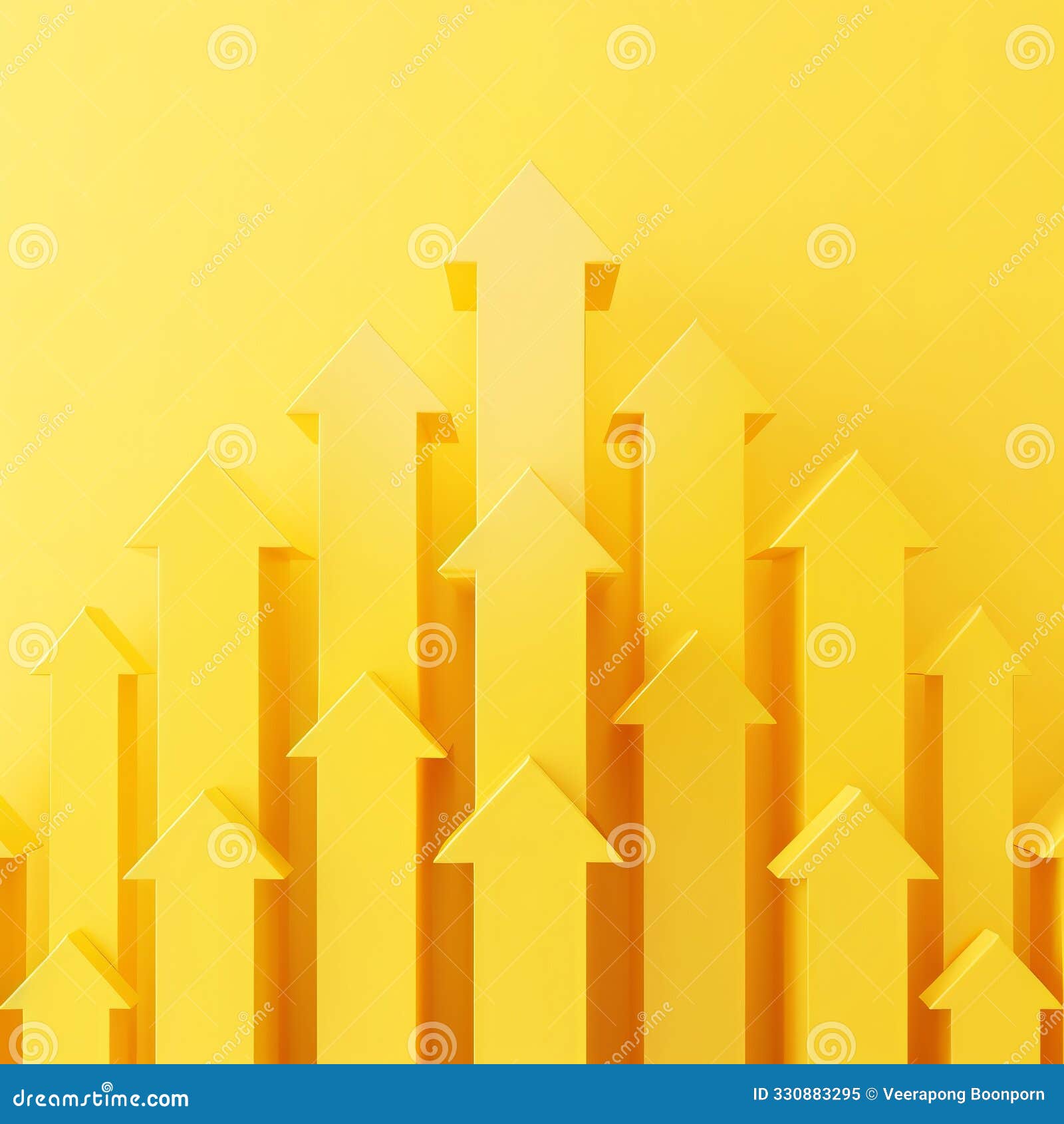 Arrows Rising in 3D, Yellow Backdrop, Signifying Business Development ...