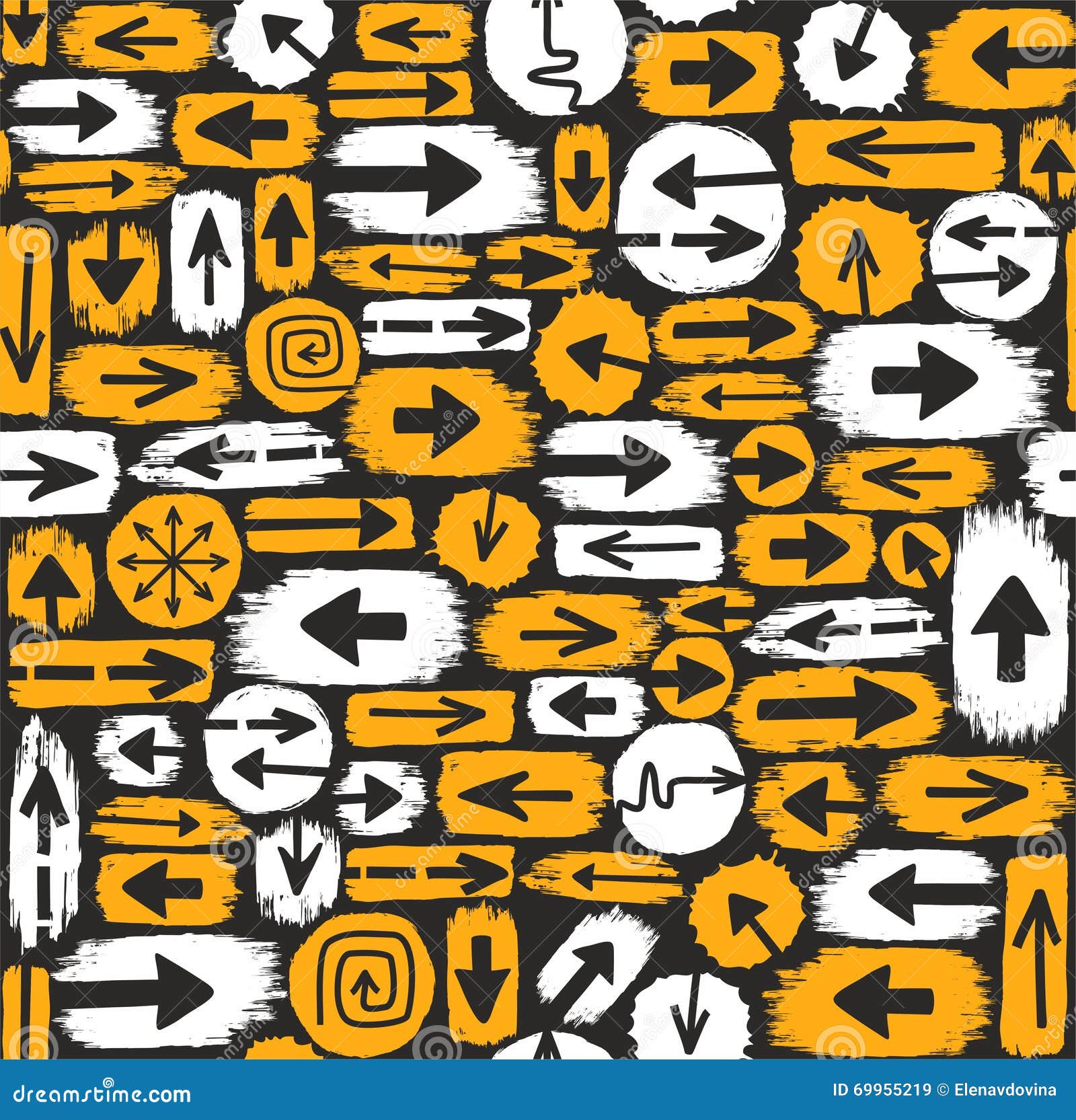 Arrows Seamless Background, Black and Yellow. Stock Vector ...