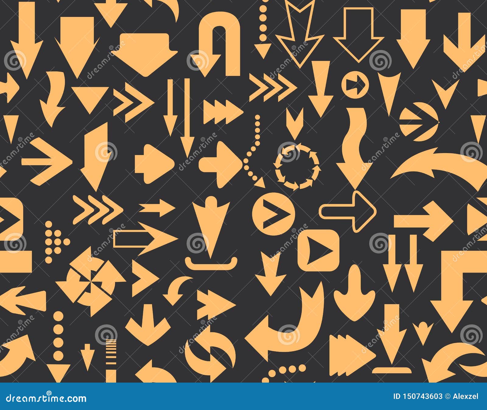 Arrows Seamless Pattern of Silhouettes Stock Vector - Illustration of ...