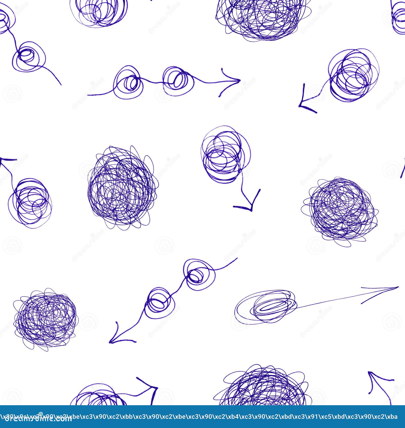 Tangled Blue Arrows Seamless Pattern. Stock Illustration - Illustration ...