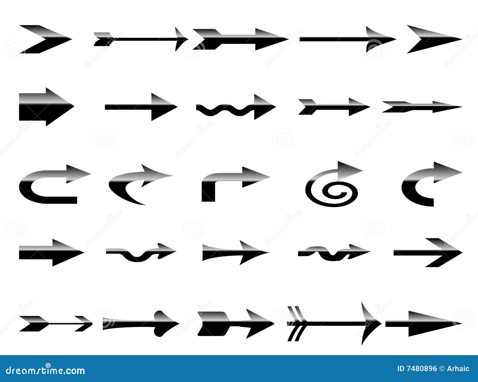 Arrows Set in Black-white Gradient Stock Vector - Illustration of ...