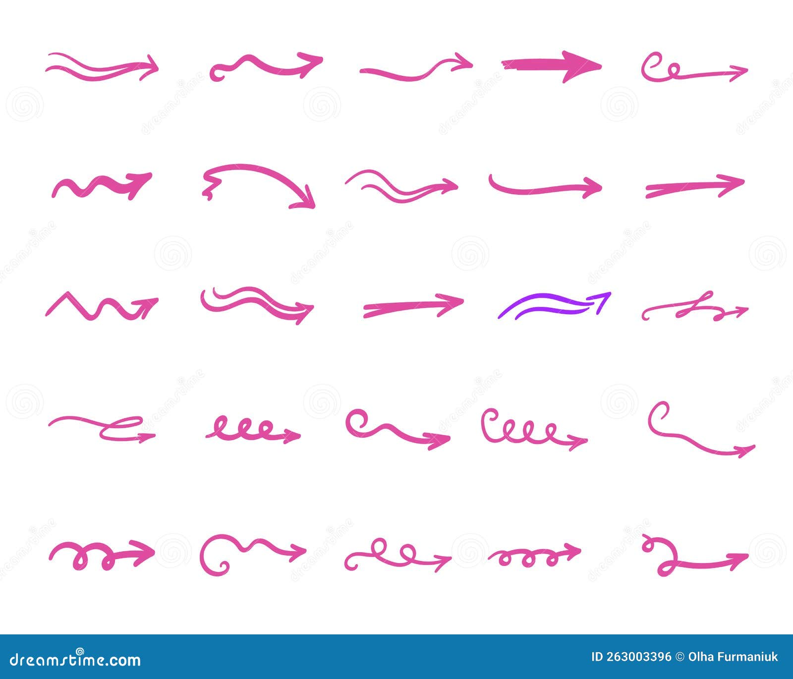 Arrows Set. Hand Drawn Direction Indicator Elements. Simple Doodle ...