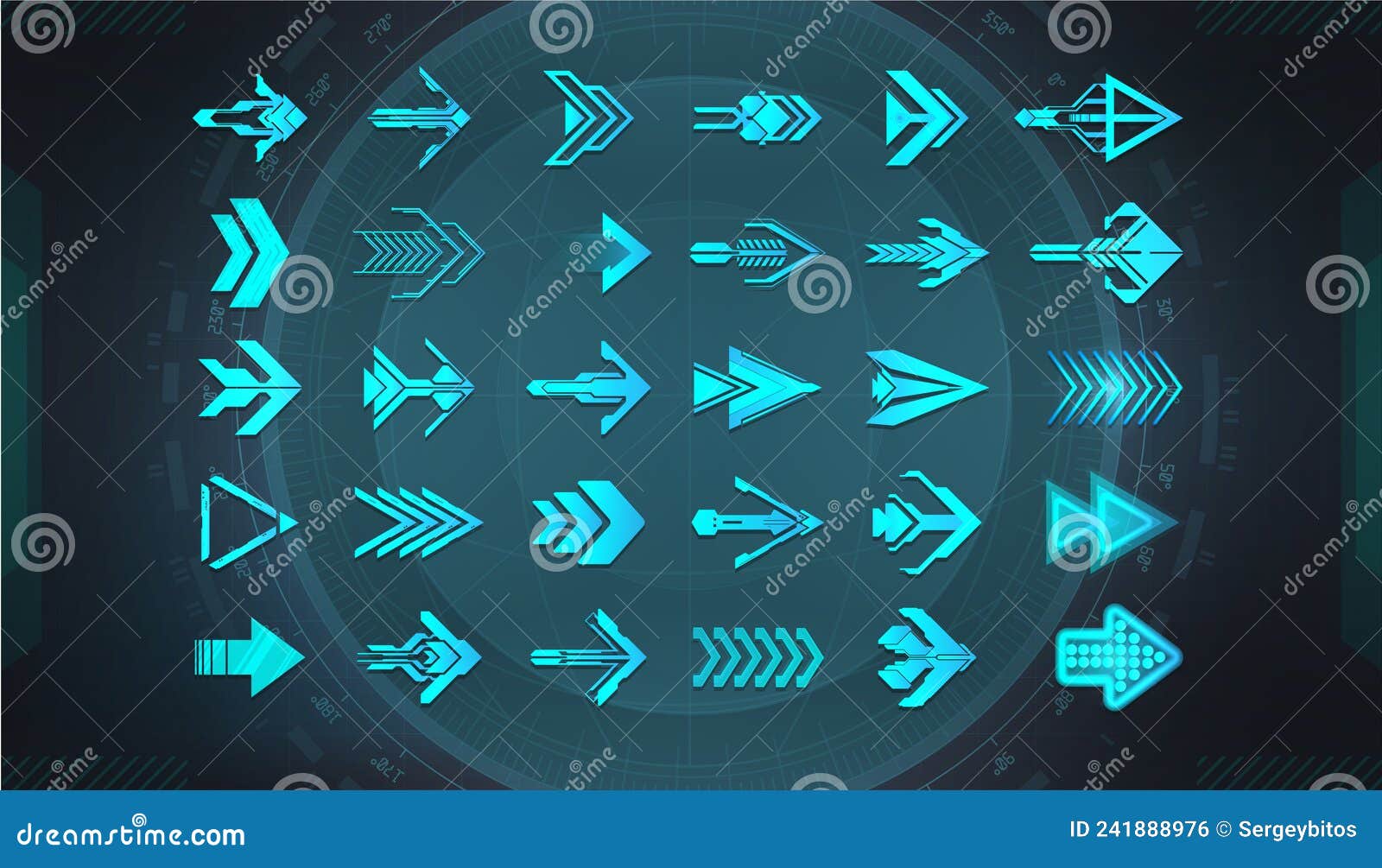 Arrows Set in HUD Style for Web, App, GUI - UI, UX, Kit Design Stock ...
