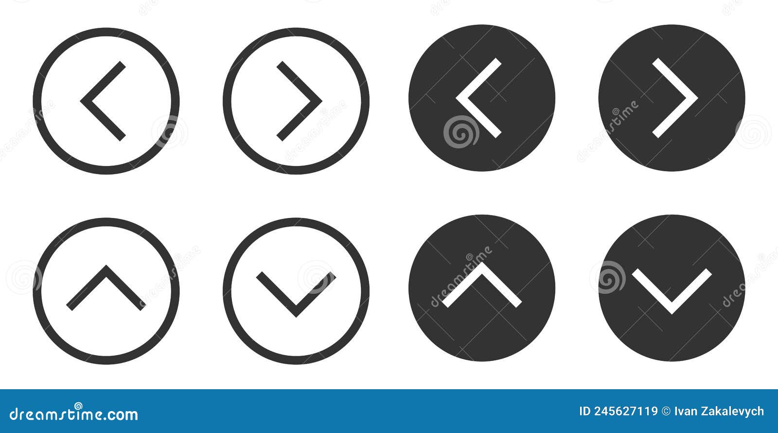 Arrows Set Icon. Direction Left, Right, Up and Down Pointer in a Circle ...