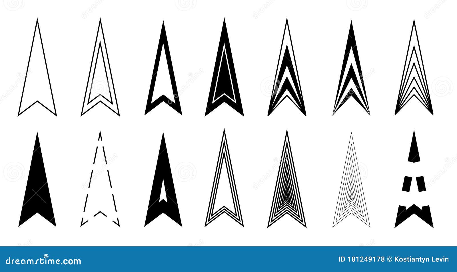 Arrows Long Icons Black Triangle Arrowhead for Web, App. Original ...