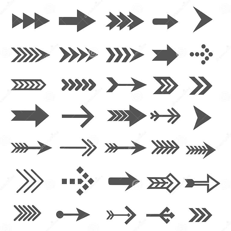 Set of Flat Direction Arrows Pack of Arrows Set Icons Arrow Symbols and ...