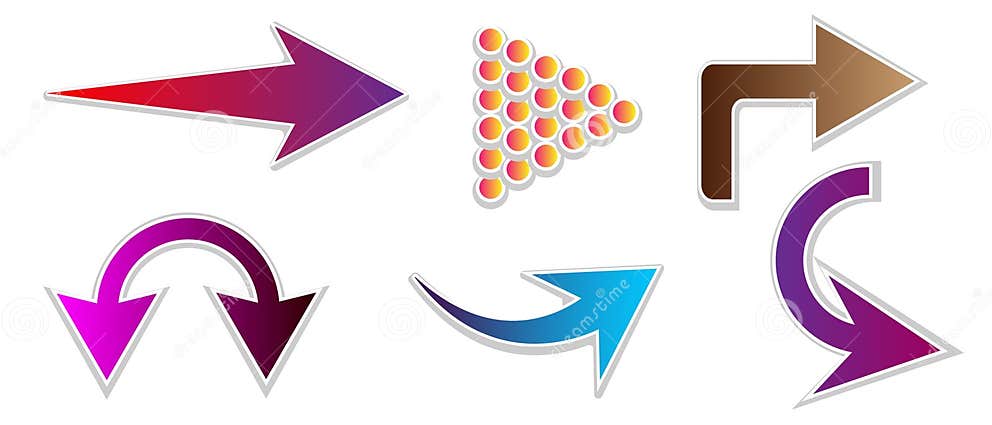 Arrows. Set of Isolated Multi-colored Gradient Arrows Stock Vector ...
