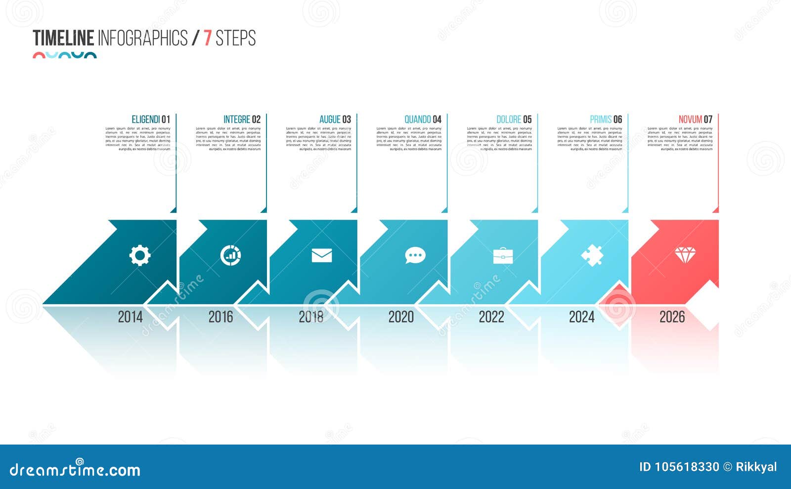 Arrows Shaped Timeline Infographic Template. 7 Steps, Options, P Stock ...