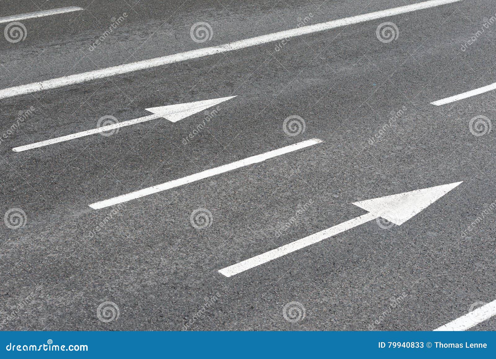 Arrows Signs on an Urban Asphalt Road Stock Image - Image of guide ...