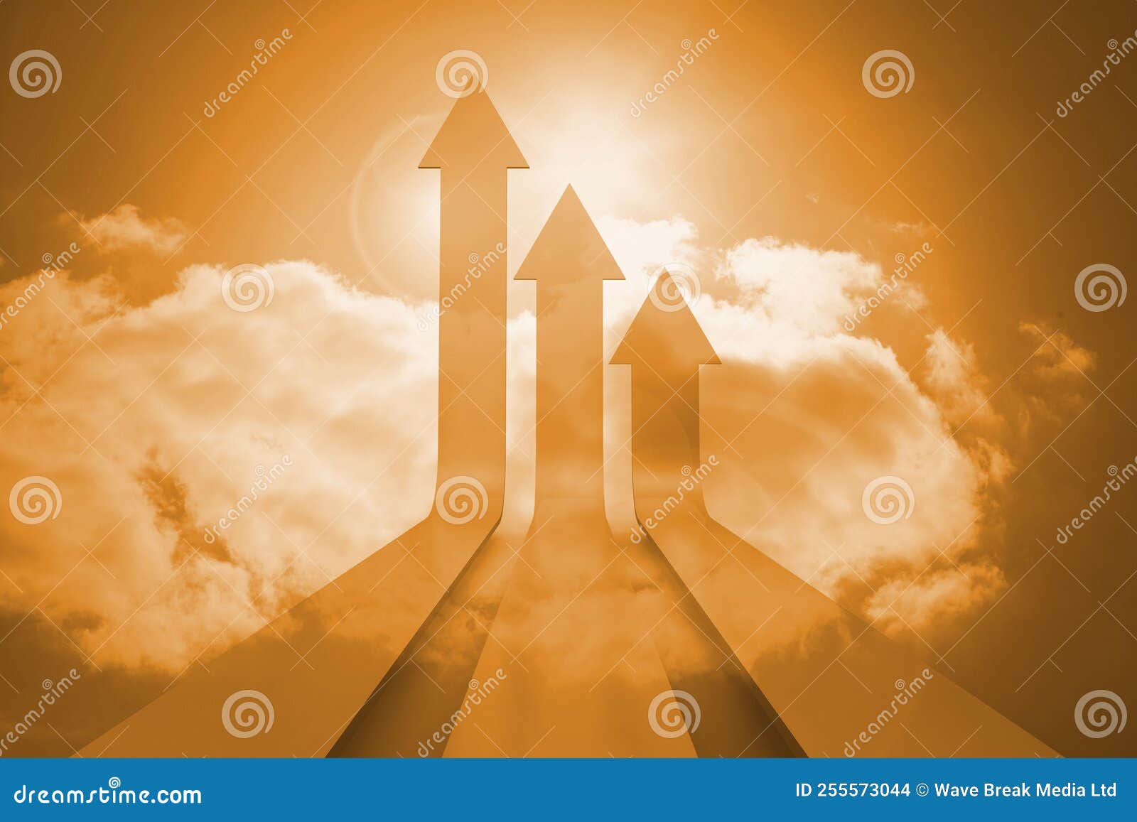 Arrows in the Sky in Orange Stock Photo - Image of graphic, clouds ...