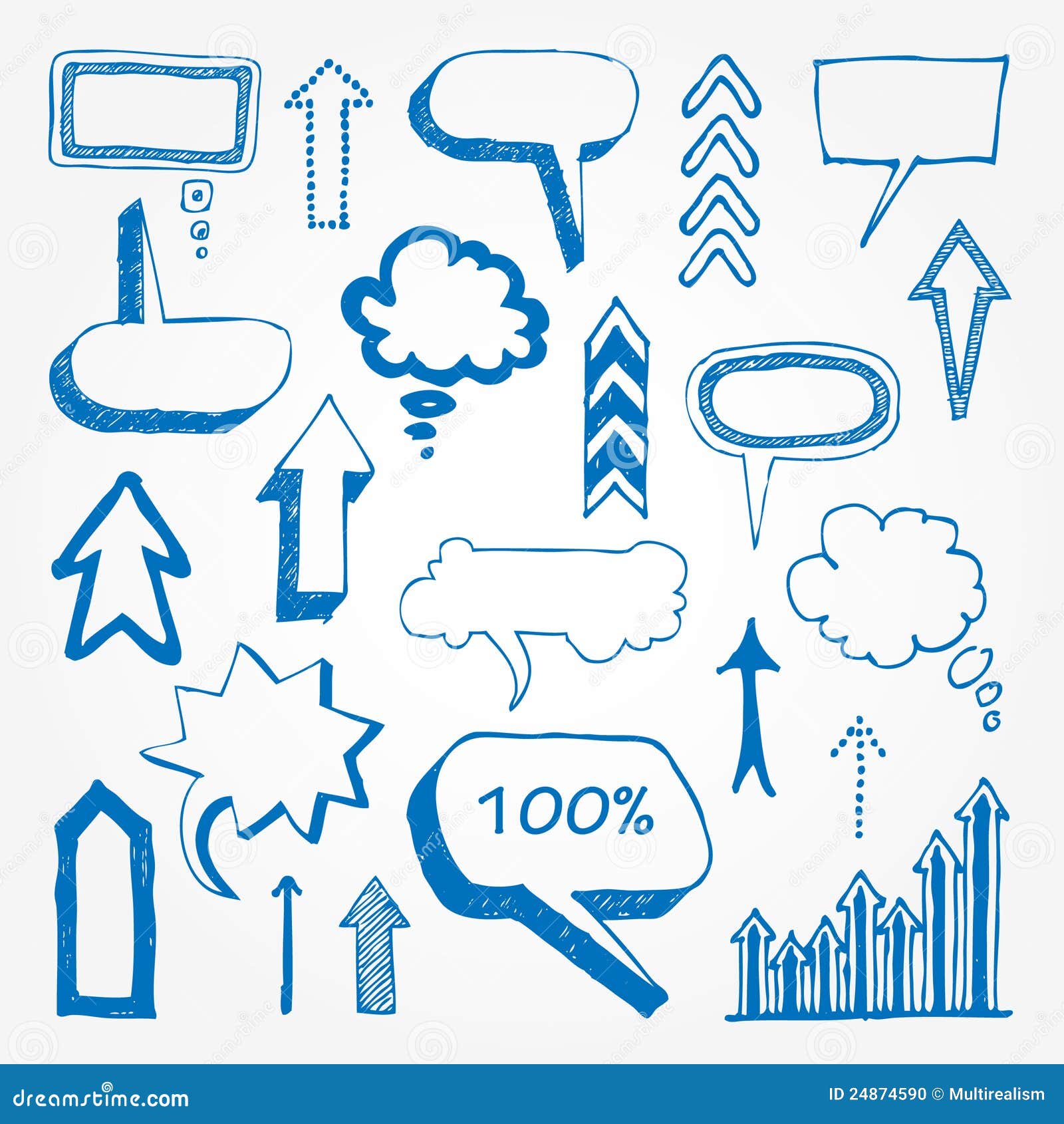 Arrows and Speech Bubbles Set Stock Vector - Illustration of drawn ...