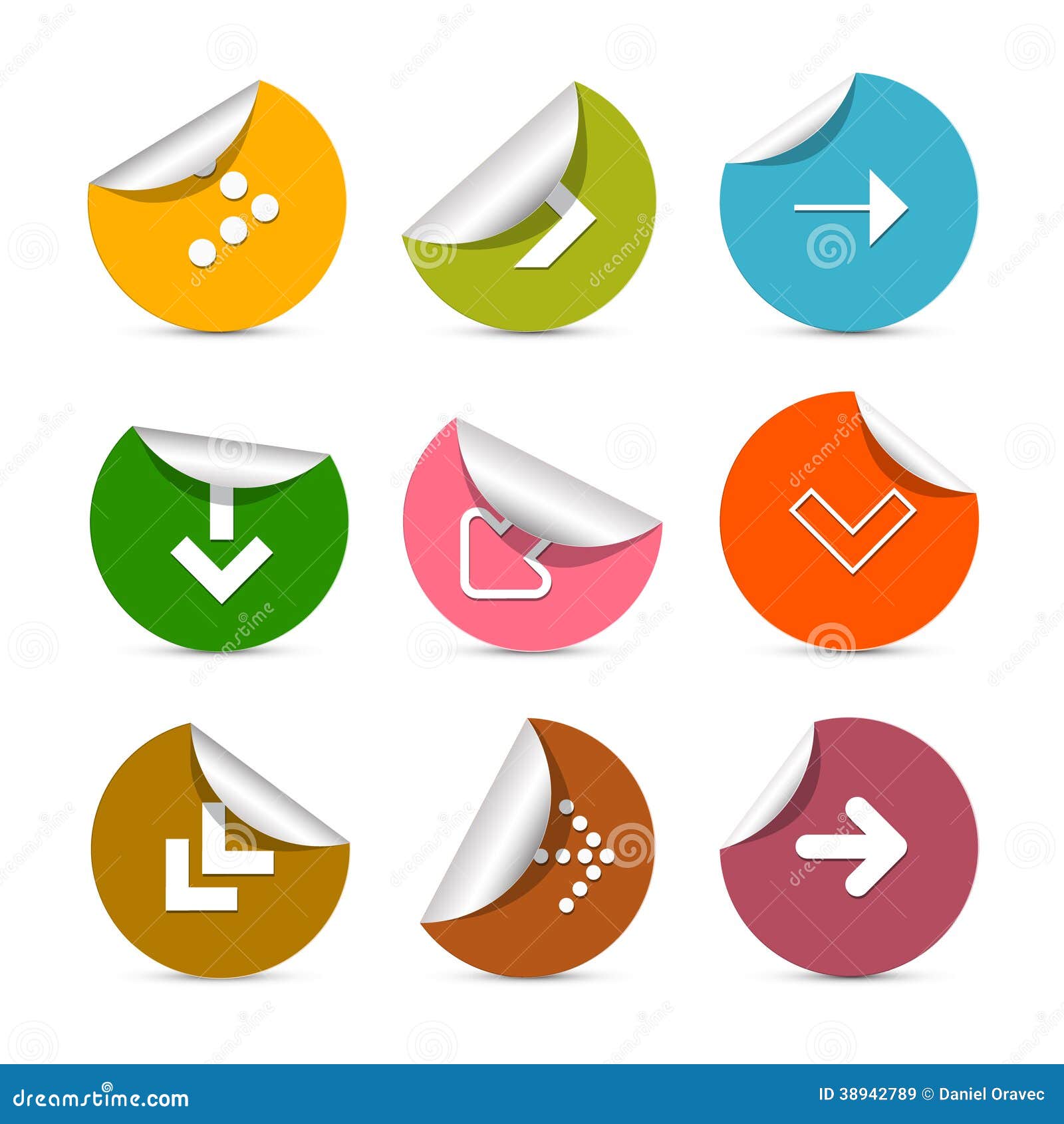 Arrows Stickers Set in Circles Stock Vector - Illustration of circle ...