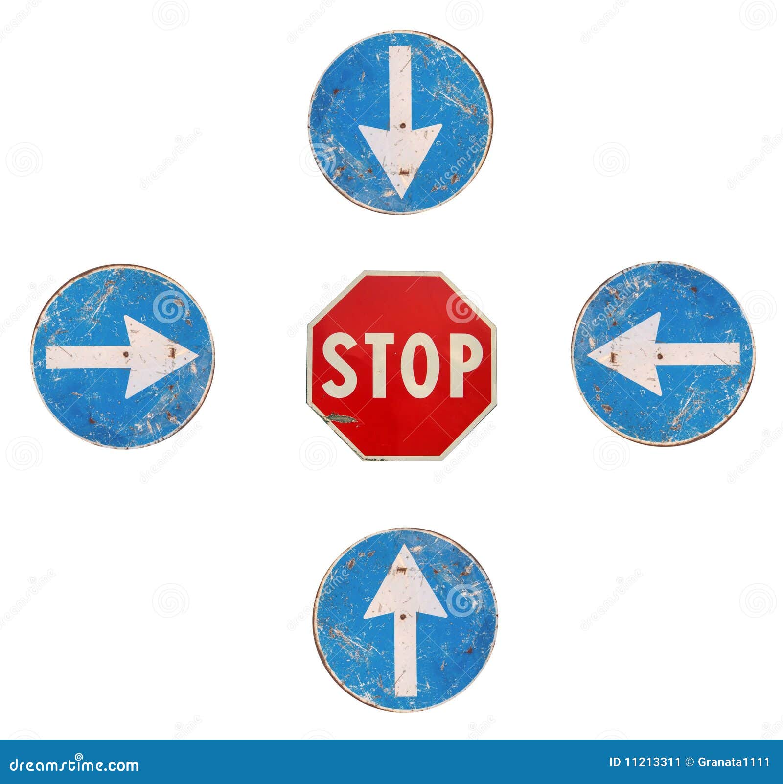 Arrows and Stop (road Signs) Stock Image - Image of cartel, attention ...