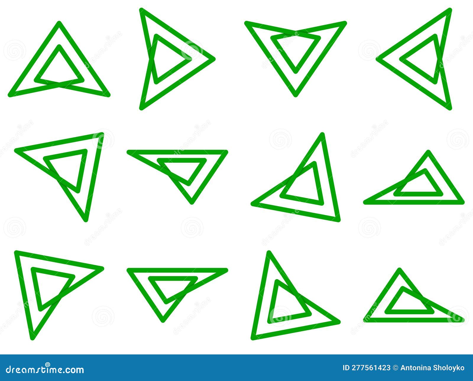 A Collection of Stylized Green Arrows Formed by Merging Two Triangles ...