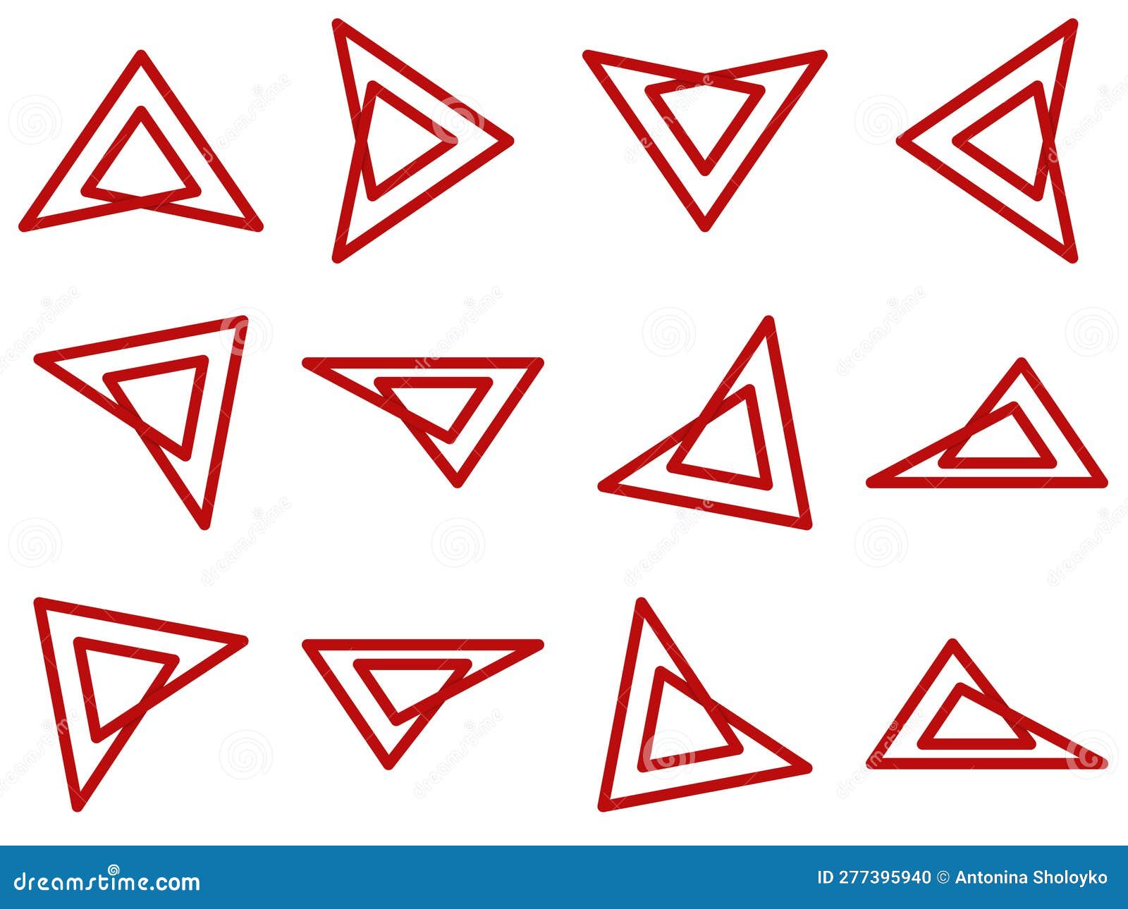 A Collection of Stylized Red Arrows Formed by Merging Two Triangles ...