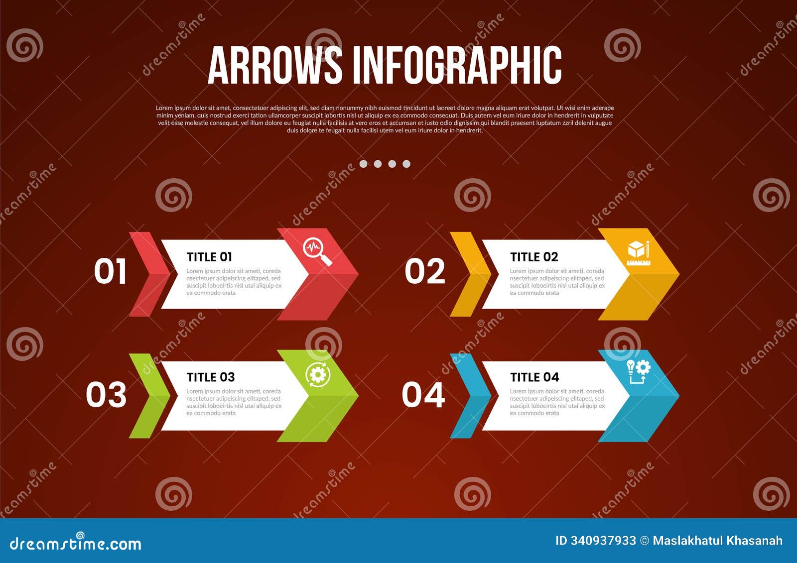 Arrows Template Infographic with Creative Rectangle Arrow Shape with ...