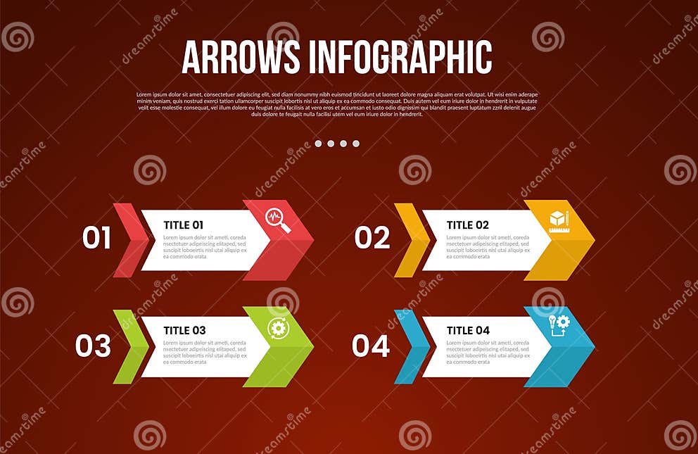 Arrows Template Infographic with Creative Rectangle Arrow Shape with ...