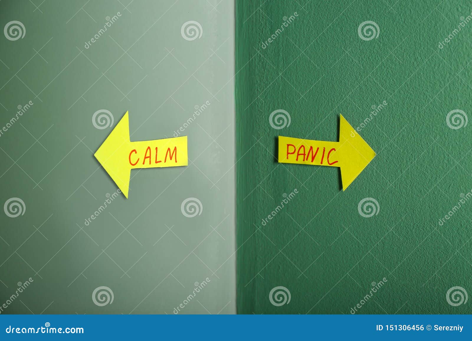 Panic Calm Concept. Hand Stops Falling Blocks With The Word Panic And ...