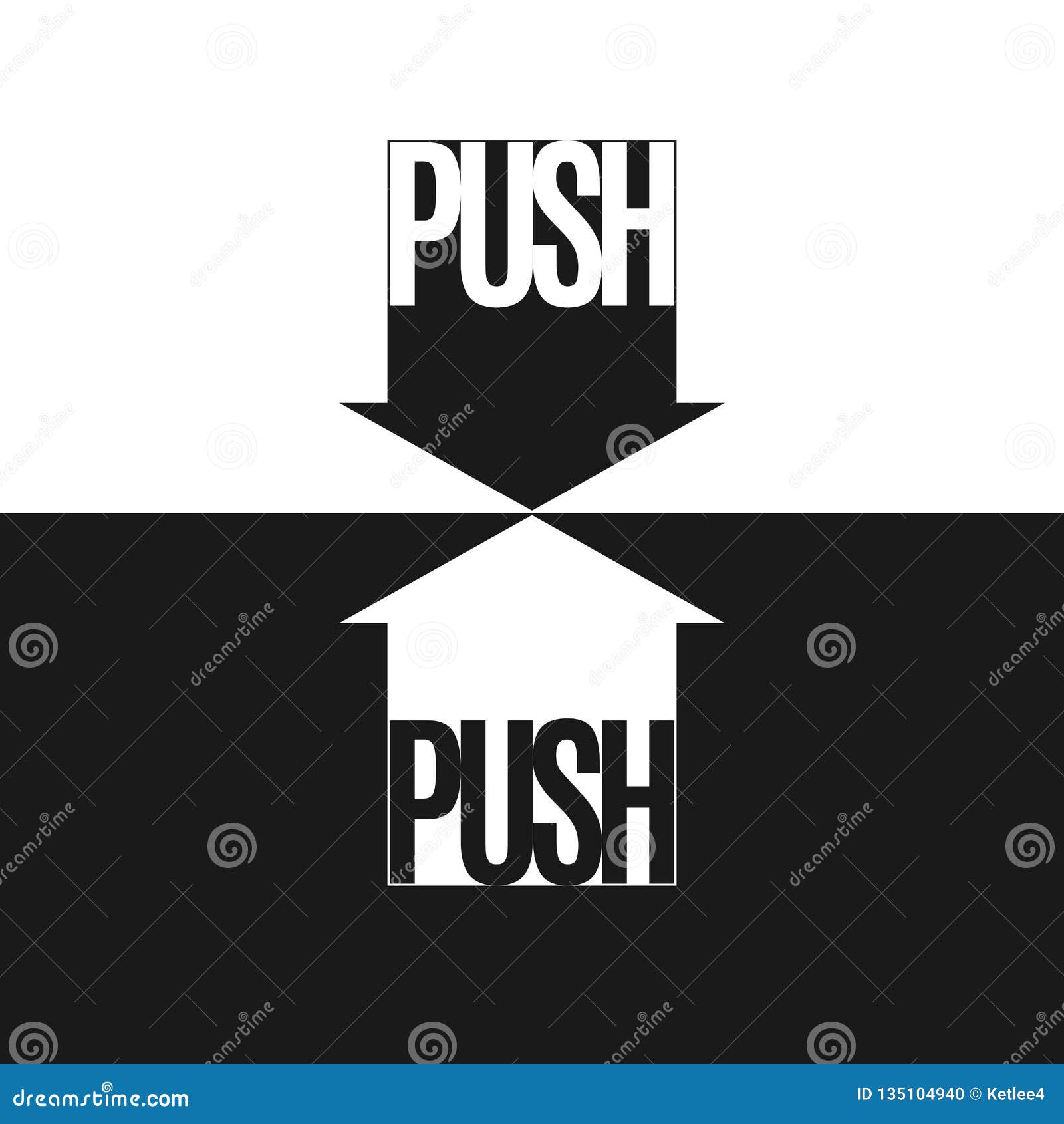 Arrows with the Text Push Sign Symbol Icon in the Form of a Directed ...