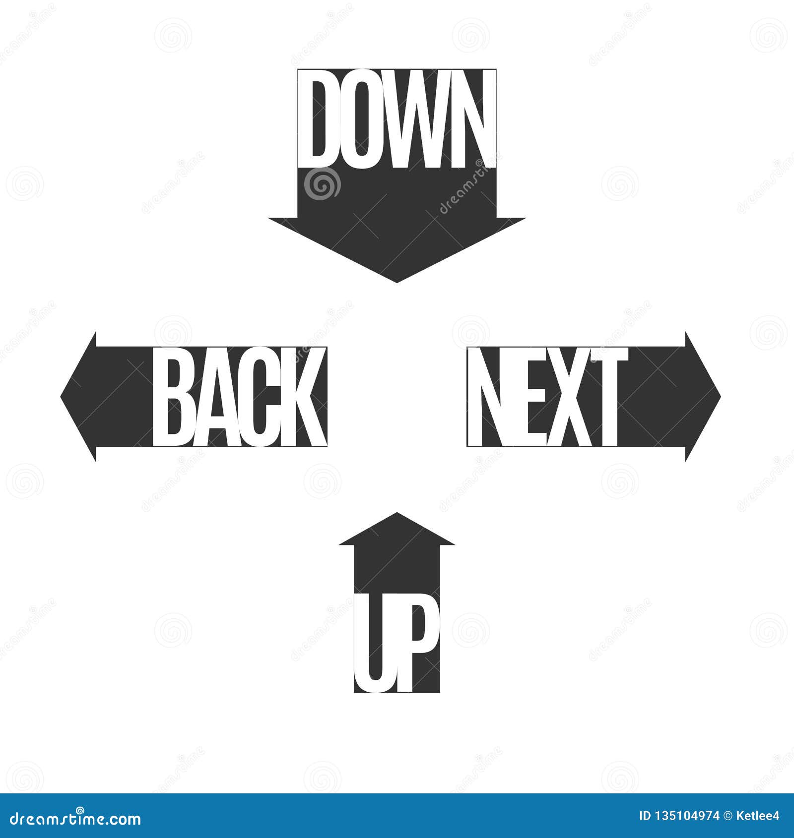 Arrows with Text Up Down Next Back Set Sign Symbol Icon in the Form of ...