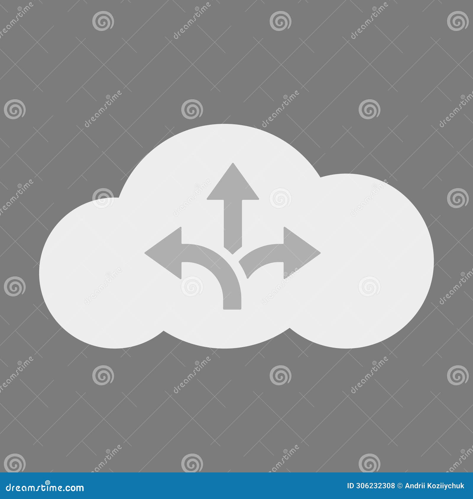 Arrows in Three Directions in the Cloud Vector. Three Arrows Cloud ...