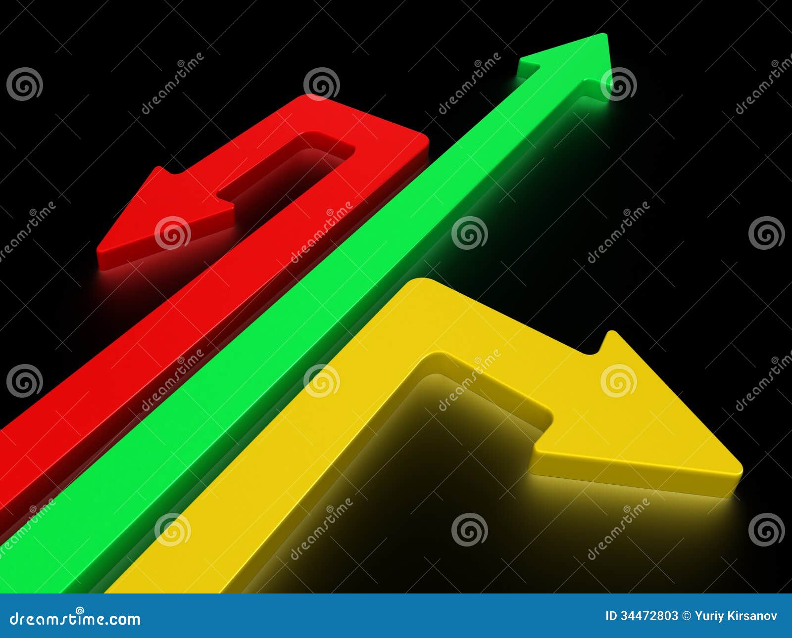 Arrows in three directions stock illustration. Illustration of progress ...