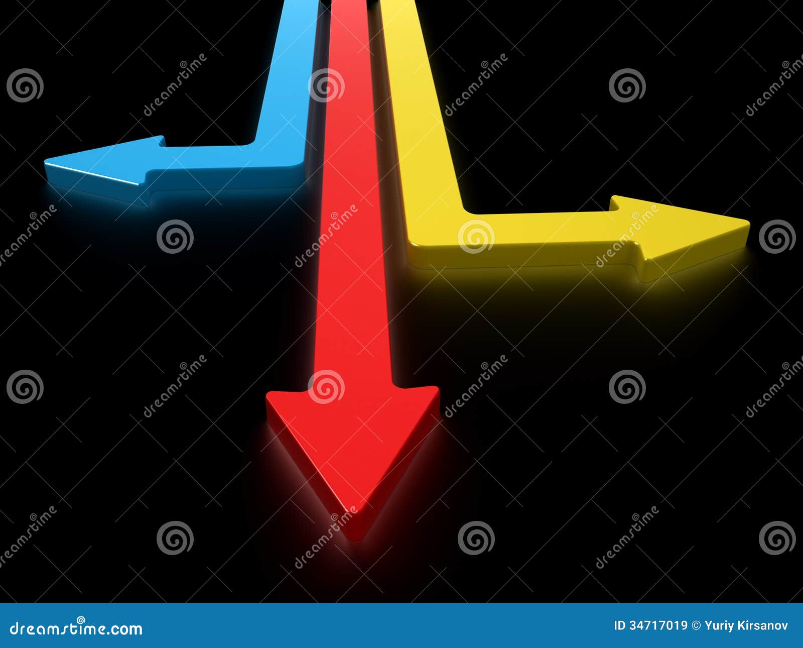 Arrows in three directions stock illustration. Illustration of ...