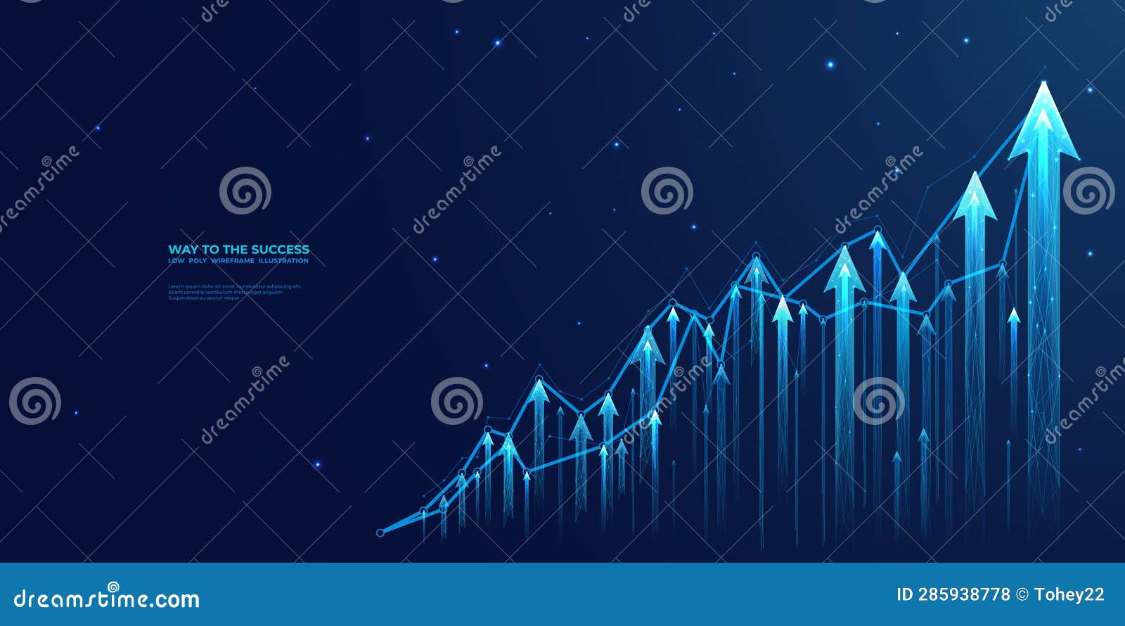 Arrows Up Graph Chart on Low Poly Wireframe Background Stock Vector ...